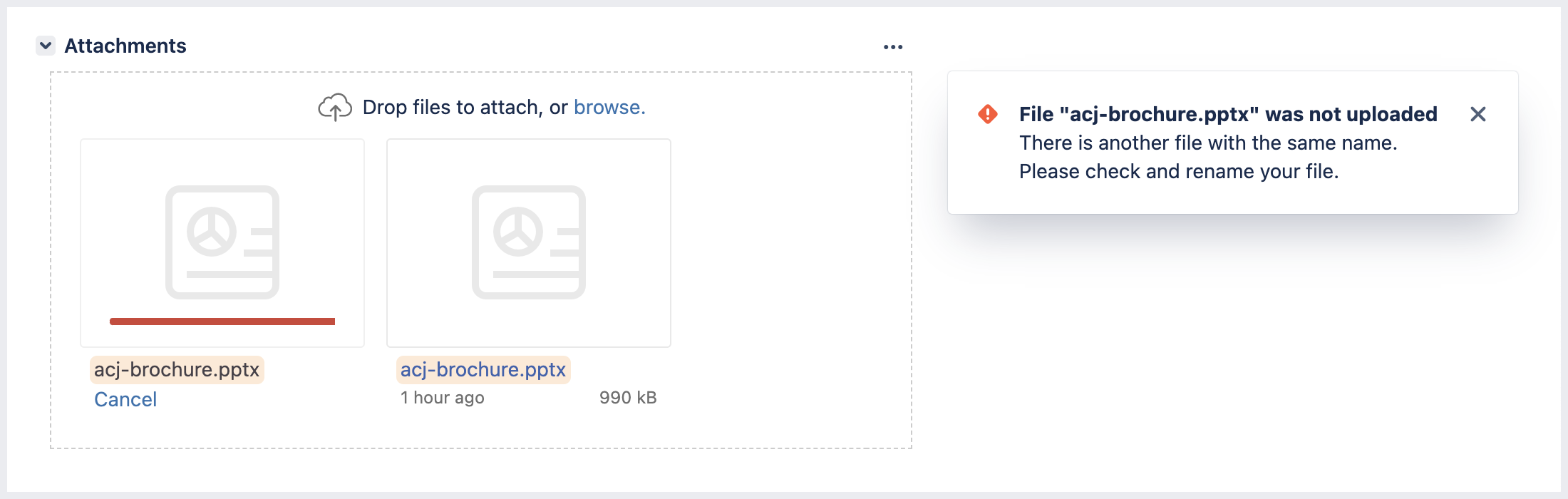Block attachments with duplicate filename Block attachments with duplicate filename